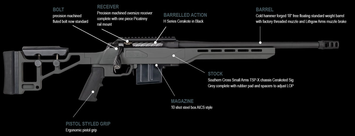 Lithgow LA102 Outback 6.5CM R TSPX 22" Black 10 mag