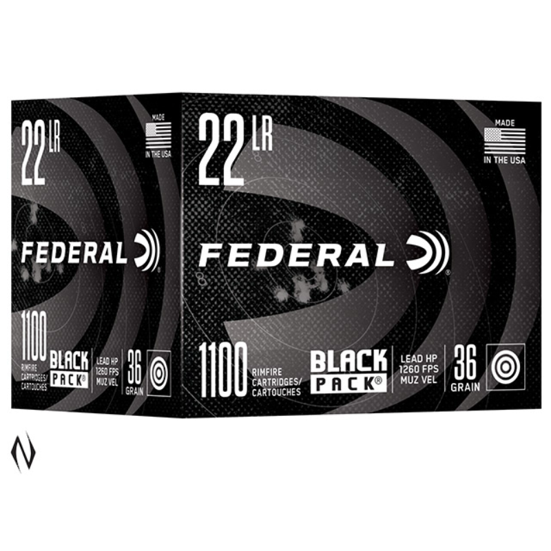 FEDERAL 22LR 36GR LEAD HP BLACK PACK 1100 PK 1260FPS | Gunforce Australia